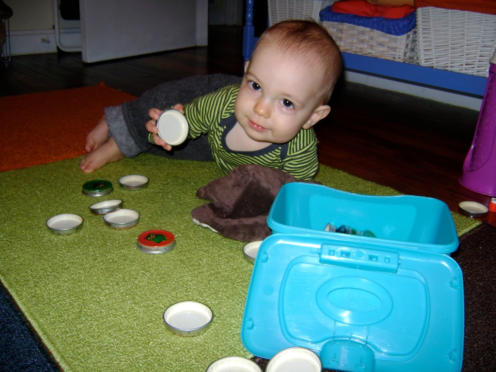 Container Of Lids {Playing With Baby, Day 15} | Find Daily Joy