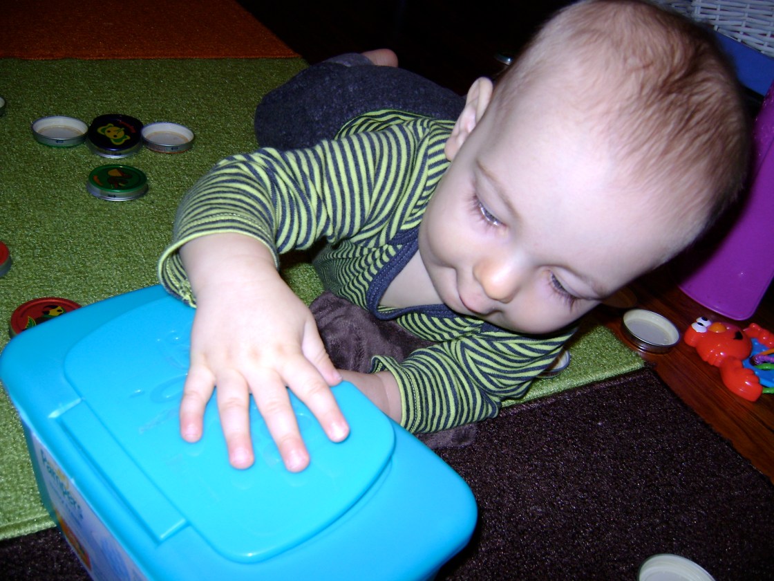 Container Of Lids {Playing With Baby, Day 15} | Find Daily Joy